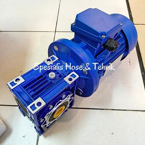 Jual 1 SET ELECTRIC MOTOR YUEMA 0,75KW 1HP 3PHASE +GEARBOX YMRV050 RAT ...