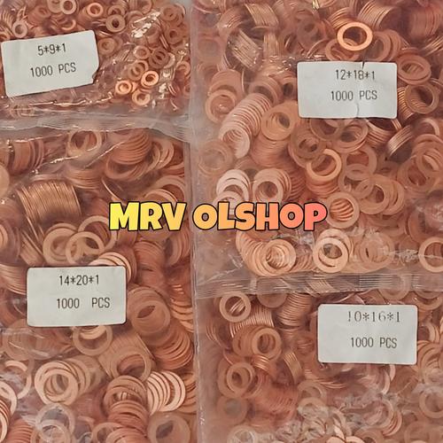 Jual (100 Pcs) Ring Tembaga / Copper Washer M5 M6 M8 M10 M12 M14 - M5 x ...