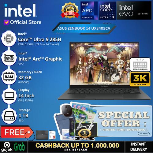 Promo ASUS Zenbook 14 OLED EVO - Core Ultra 9 285H 32GB 1TB 14" 3K ARC ...