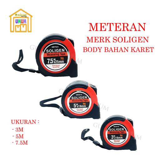 Jual Meteran Soligen Body Karet 3M - 5M - 7,5M Meteran Alat Ukur Roll ...