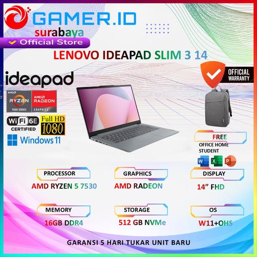 Promo Laptop Lenovo Ideapad Slim 3 14 AMD Ryzen 5 7530 RAM 16GB SSD ...