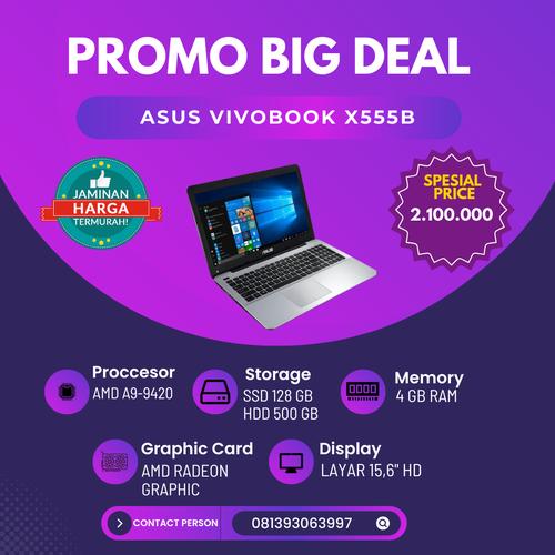 Jual ASUS X555B AMD A9-9420 4GB 128GB+500GB 15,6" HD Windows 10 (2nd ...