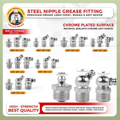 Promo Grease Nipple / Napel Grease (Steel) 1/8 LURUS NIPPLE GREASE ...