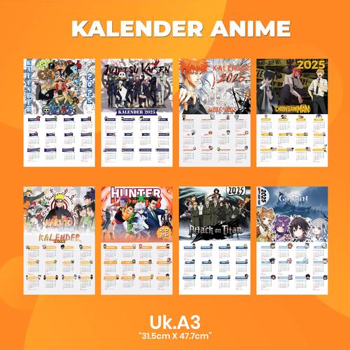 Jual Kalender Dinding Anime Ukuran A3+ I Cetak Kalender 2025 Custom II ...