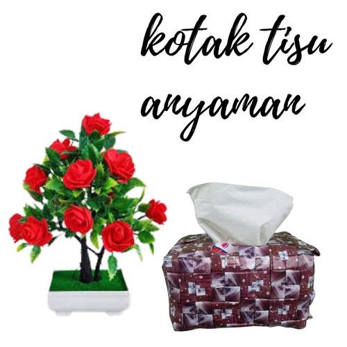Jual Tempat Tissue Anyaman kerajinan plastik daur ulang limbah kemasan ...