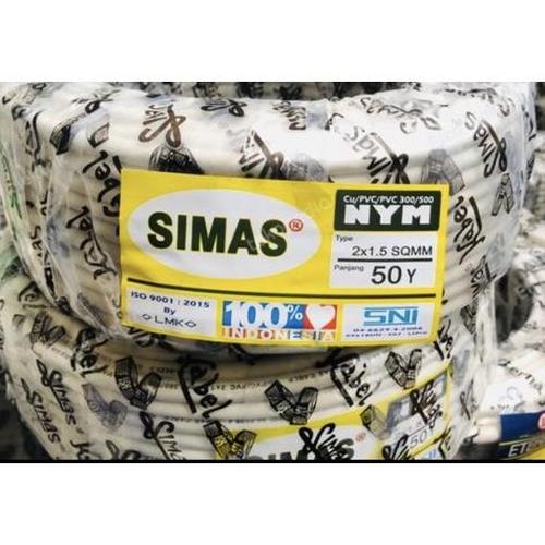 Jual KABEL LISTRIK SNI 2X1.5 SIMAS CABLE ISI 2 X1,5 NYM PANJANG 50 ...