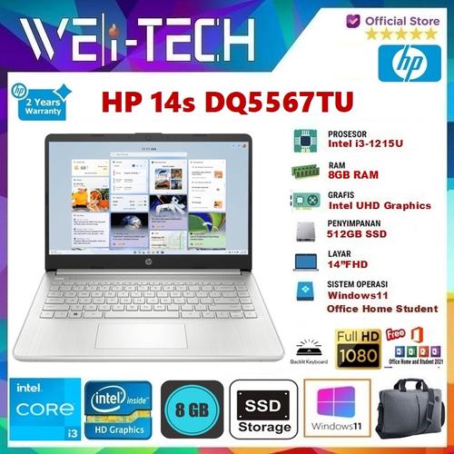 Promo Laptop HP 14s DQ5115TU i3-1215U 8GB 512GB SSD 14"FHD Win11 OHS ...