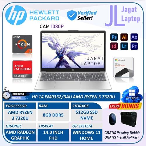 Jual Laptop Hp 14 EM0332AU Amd Ryzen 3 7320U 8GB DDR5 512GB SSD 14.0 ...