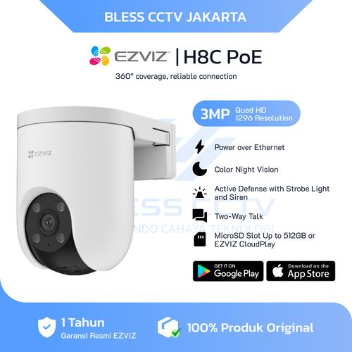 Promo Ezviz H8C PoE 2K 3MP Color Night Vision Pan & Tilt IP Camera PoE CCTV Outdoor - Bundle ...