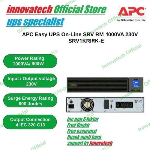 Jual Apc Srv1Krirk-E Srv1Krirke Easy Ups Online Rackmount 1000Va 900W ...