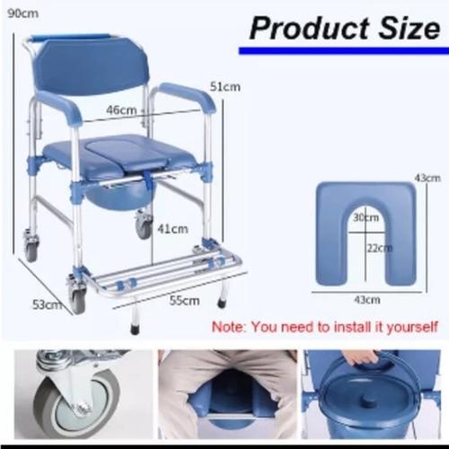 Jual Toilet Potty WheelChair BAB/Kursi Roda Commode Mandi Warna Biru ...