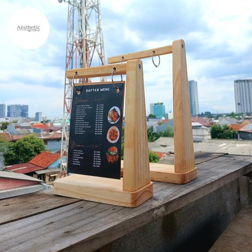 Jual Tempat menu holder kayu / nomer meja / menu stand kayu / menu ...