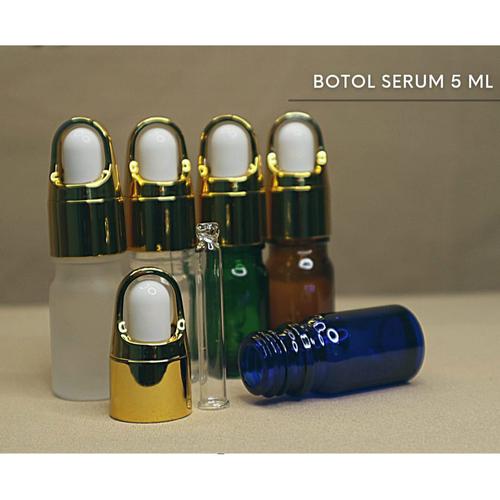 Jual Botol Kaca Pipet 5 ML Tebal - Ring Cover Gold / Botol Kaca 5 ML ...