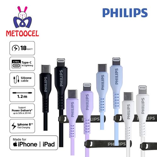 Jual Philips DLC8631 USB Type-C to Lightning IPhone Cable 1.2M Soft ...