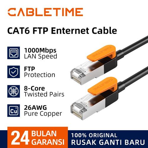 Promo CABLETIME Kabel LAN Cat 6 8M - 20M RJ45 Gigabit Ethernet FTP Cable 1000Mbps - 8M - Kota ...