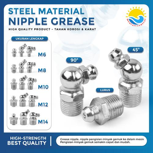 Promo NIPPLE GREASE KUNINGAN 6MM 8MM 10MM 12MM 14MM NEPEL LURUS/45°/90 ...