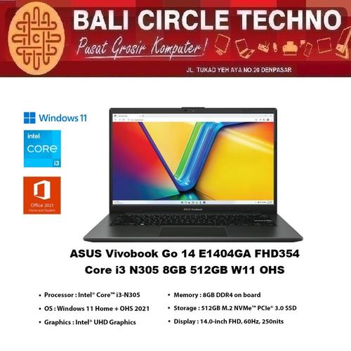 Jual LAPTOP ASUS CORE I3 N305 8GB 512GB W11 OHS - ASUS Vivobook Go 14 E1404GA FHD354 - Kota ...