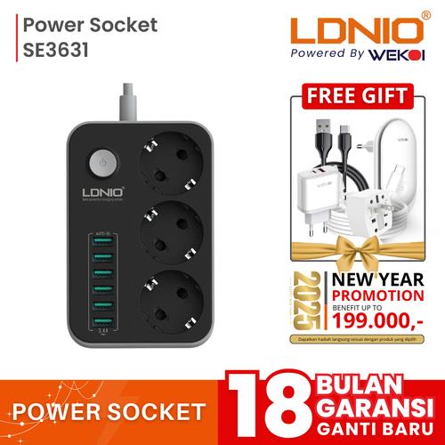 Jual LDNIO SE3631 Power Strip Extention Stop Kontak 3 Socket 6 USB AUTO ID - PROMO - Kota ...