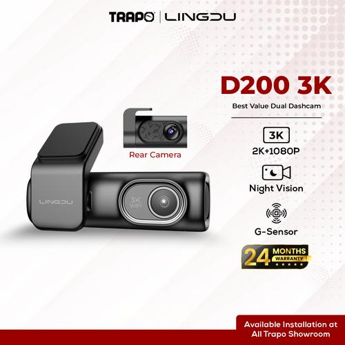 Promo Lingdu Dashcam D200- 3K (Front 2K+ Rear 1K)-Night Vision-Built in ...