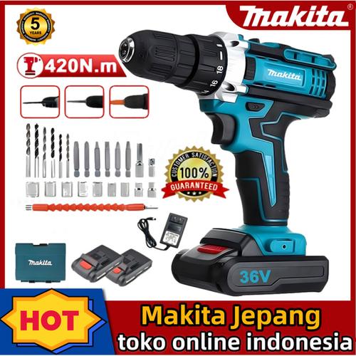 Jual Makita Cordless Impact Drill 36V Bit Rechargeable Bit set penuh yang cocok untuk kayu logam ...