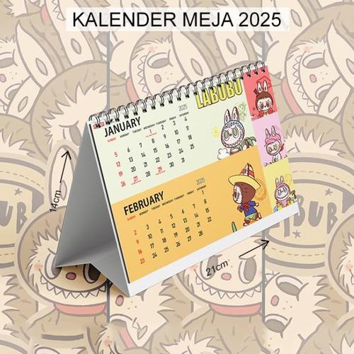 Jual kalender 2025 motif labubu / kalender meja ukuran (14,5 x 21,5 cm ...