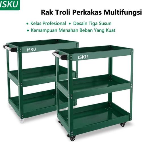 Jual ISKU Troli Bengkel Rak 3 Susun Trolly Trolley Besi rak kerja ...