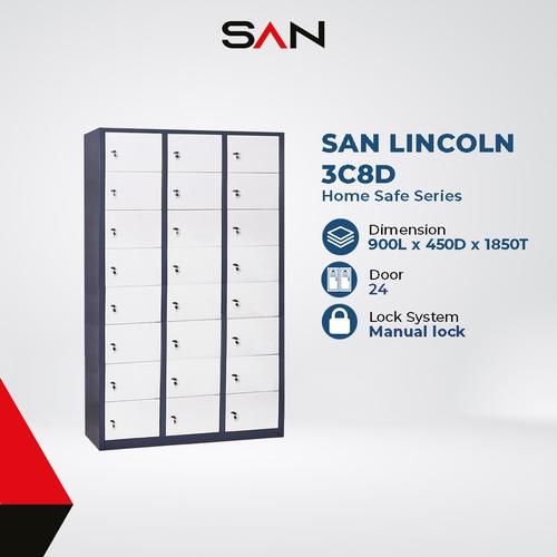 Jual Loker Besi Lemari Locker Abu Abu SAN LINCOLN 3 Kolom 24 Pintu 3C8D ...