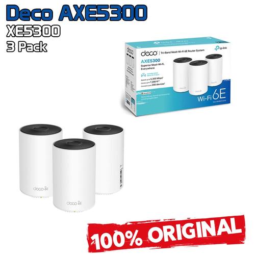 Jual Deco XE5300 AXE5300 Tri-Band Mesh Wi-Fi 6E System 3 Pack AI-Driven Mesh Easy to setup - Kab ...