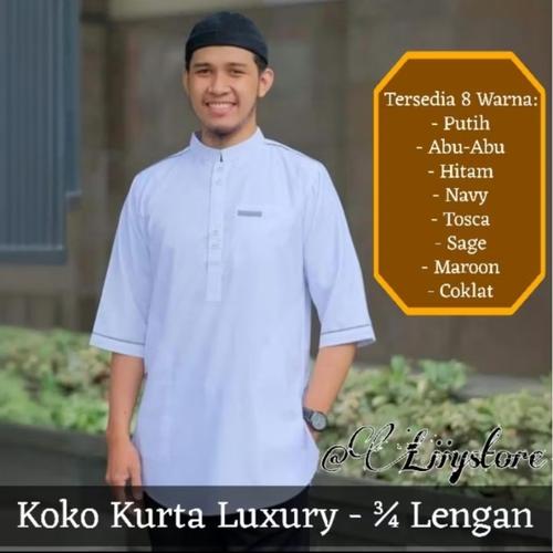 Jual KOKO KURTA PUTIH LUXURY LENGAN ¾ BAHAN KATUN MADINAH EXCLUSIVE ...