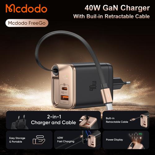 Promo MCDODO FreeGo Charger GAN PD Fast Charging 40w Built in Retractable Cable - Jakarta Pusat ...