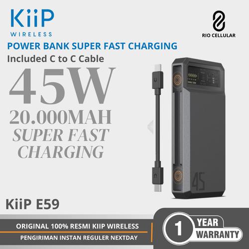 Jual KIIP E59 POWER BANK 45W 20000MAH MAGNETIC CABLE PD FAST CHARGING ...