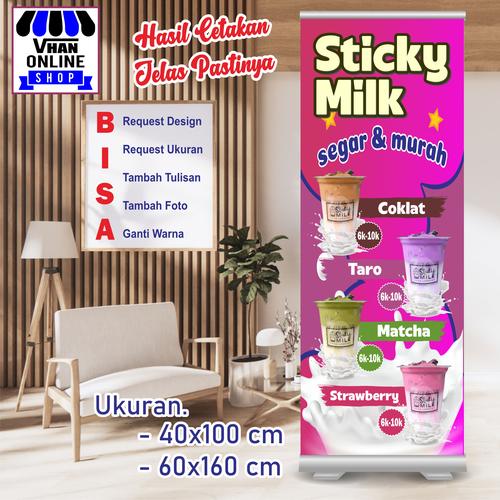 Jual Cetak Spanduk Banner Sticky Milk Viral Bahan Kuat - 40X100 CM ...