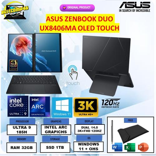 Jual Asus Zenbook Duo UX8406MA OLED TOUCH ULTRA 9 185H 32GB 2TB W11+OHS ...