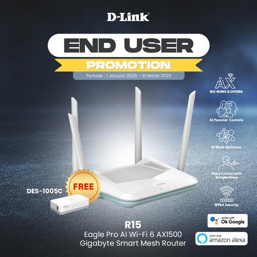Jual D-Link R15 EAGLE PRO AI AX1500 WiFi 6 - DLink R15 Mesh - Jakarta ...