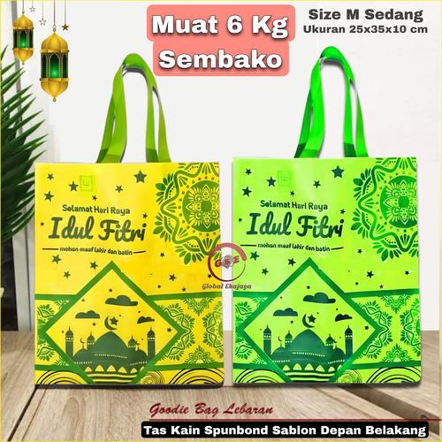 Jual 1 Lusin isi 12 Tas Kantong Kain Spunbond Lebaran Idul Fitri Uk ...