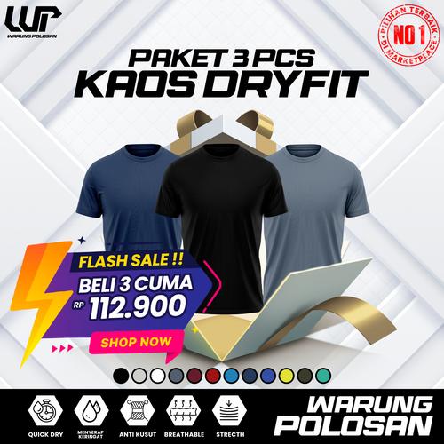 Promo WP - Paket 3 Kaos Olahraga Dryfit Sport Baju Running Jogging Gym ...