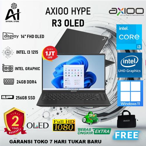 Promo Axioo Hype R3 OLED I3 1215 24GB 256GB WIN 11 14" FHD UNDER 1KG ...