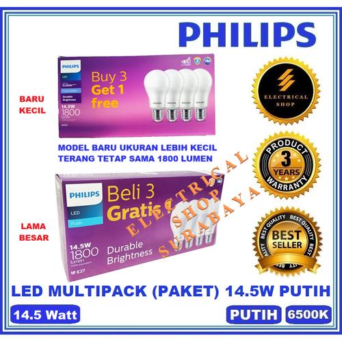 Jual PHILIPS LAMPU LED MULTIPACK 14.5W 14.5 WATT PUTIH PAKET 3 GRATIS 1 ...