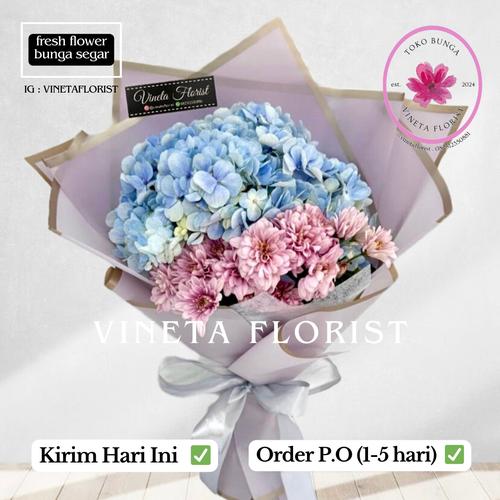 Jual BUKET BUNGA HYDRANGEA HORTENSIA MIX ASTER SEGAR - VINETA FLORIST ...
