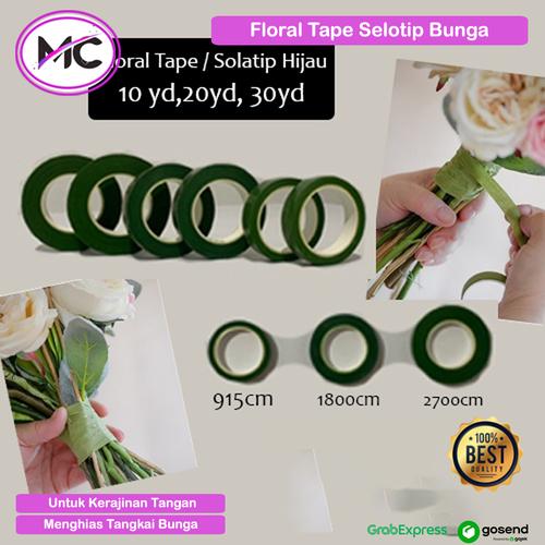Jual Selotip Tangkai Bunga Warna Pita Floral Tape Hijau Atau Selotip ...