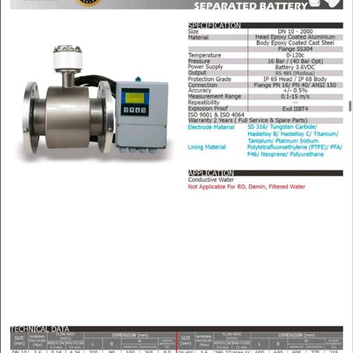 Jual Flow Meter SHM ELECTROMAGNETIC 2 Inch SEPARATED Battery DN50 ...