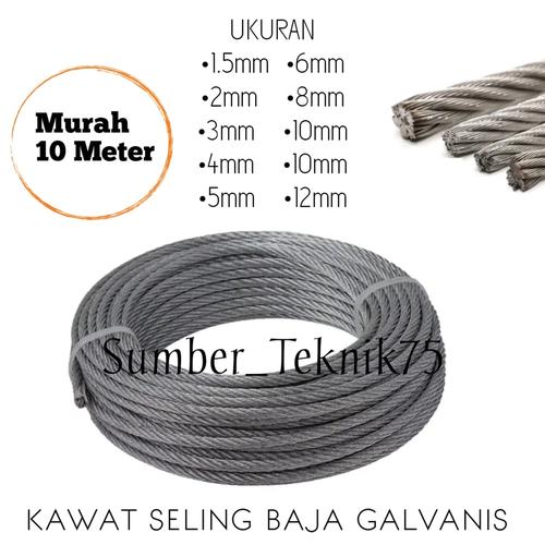 Jual Tali Seling Kawat Sling Baja Galvanis 10 mm Panjang 10 Meter Wire Rope - Jakarta Utara ...