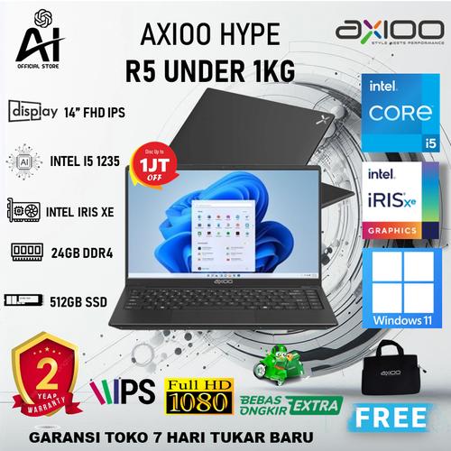 Promo Axioo Hype R5 I5 1235 24GB 512GB W11 14"FHD UNDER 1KG - UNIT ...