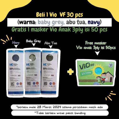 Promo Masker Vio VF 99 4 ply earloop , isi 30 pcs - Biru Tua - Kota ...