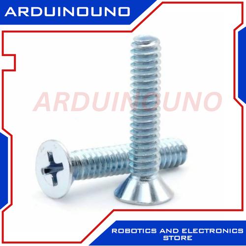 Jual Cross JF FLAT HEAD M3x15 mm ss304 Stainless Steel screw segitiga ...