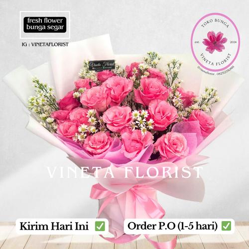 Jual BUKET BUNGA ROSE SEGAR - VINETA FLORIST - KADO BIRTHDAY WISUDA ...