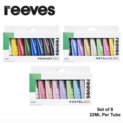 Jual Reeves Acrylic Paint Set 8 x 22ml # Primary / Pastel / Metallic ...