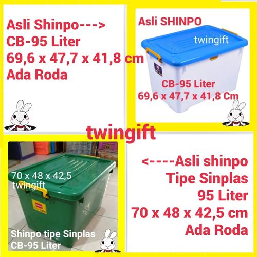 Jual Container/Kontainer Box serbaguna, Shinpo, CB 95 Liter Ada Roda ...