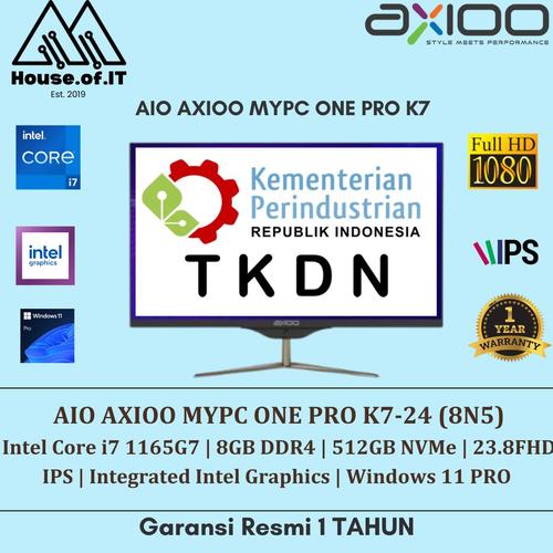 Promo AIO TKDN AXIOO MYPC ONE PRO K7-24 (8N5) i7 1165G7 8GB 512GB 23 ...