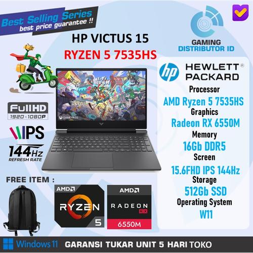 Promo Laptop Gaming HP Victus 15 RX6550M 4Gb AMD Ryzen 5 7535HS Ram ...